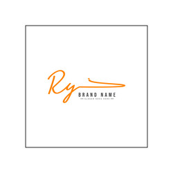 Ry simple signature logo - handwritten template Vector Image