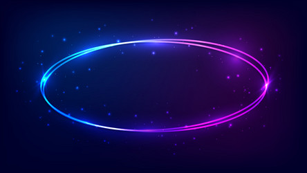 Neon double oval frame with shining effects Vector Image