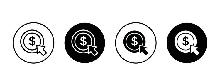 Pay per click icon set ppc dollar payment symbol Vector Image