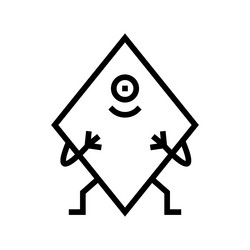 Rhombus math shape character with happy laugh face