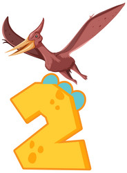 Two dinosaurs with number cartoon Royalty Free Vector Image