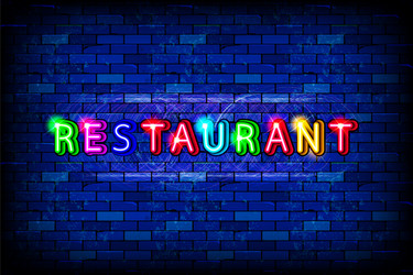 Neon sign cocktail bar on brick wall background Vector Image