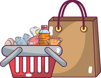 Supermarket grocery products cartoon Royalty Free Vector