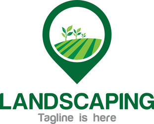 Landscaping logo in circle badge concept Vector Image