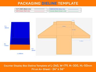 Cardboard counter display box delline template Vector Image