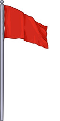 Cartoon red waving triangle flag Royalty Free Vector Image