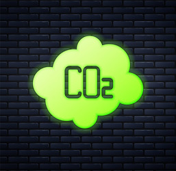 Glowing neon co2 emissions in cloud icon isolated Vector Image