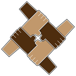 Hand united together form lines and particle Vector Image