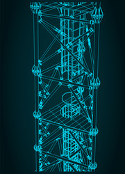 Wireless tower tv radio network communication Vector Image