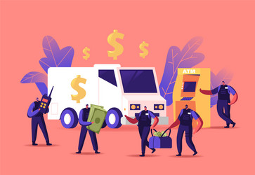 Cash transit guards cartoon Royalty Free Vector Image