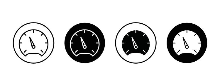 Performance indicator icon set fast speedometer Vector Image Performance indicator icon set fast speedometer Vector Image