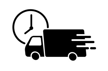 Shipping fast delivery truck with clock icon Vector Image