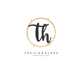 T h th initial letter handwriting and signature Vector Image