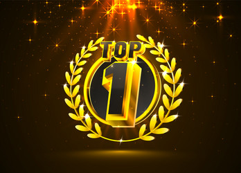 Top 1 best podium award sign golden object Vector Image