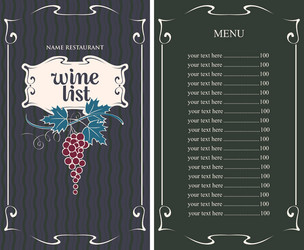 Wine card menu design with realistic glass Vector Image