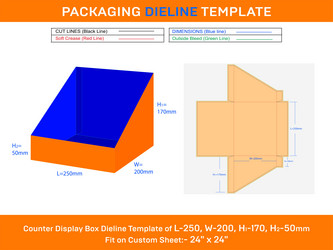 Cardboard counter display box delline template Vector Image