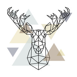 Moose head geometric silhouette elk Royalty Free Vector