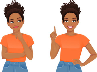 Woman thinking making idea Royalty Free Vector Image