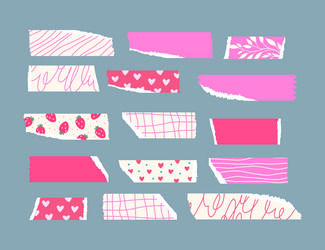 Cute tape strip washi ripped paper collection Vector Image