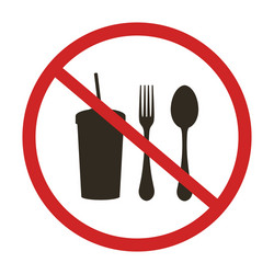 No eating or drinking sign food area icon Vector Image