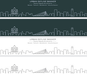 Podgorica multiple color gradient skyline banner Vector Image