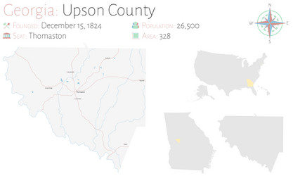 Map upson county in georgia Royalty Free Vector Image