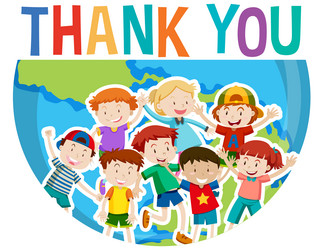 Children with word thank you Royalty Free Vector Image
