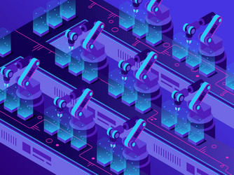 Factory robotized production line cartoon Vector Image