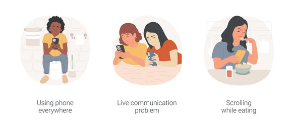 Screen addiction isolated cartoon Royalty Free Vector Image