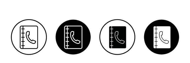 Phonebook icon set contact book directory symbol Vector Image