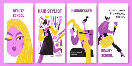 Hairdressing girl in beauty salon banner flat Vector Image