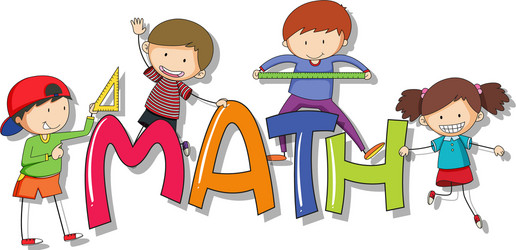 Sticker design for word math Royalty Free Vector Image