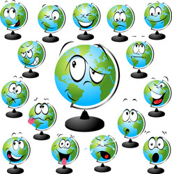 Smiling earth globe set Royalty Free Vector Image