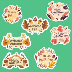 Hello autumn cute fox sticker Royalty Free Vector Image