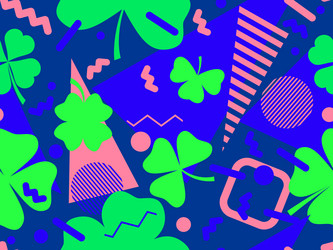 Seamless pattern with clover and geometric shapes Vector Image
