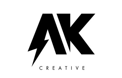Ak letter logo design with lighting thunder bolt Vector Image