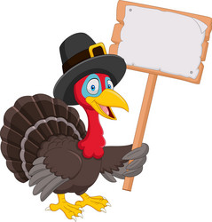 Thanksgiving turkey holding sign Royalty Free Vector Image