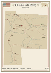 Vintage map of polk county in arkansas usa Vector Image
