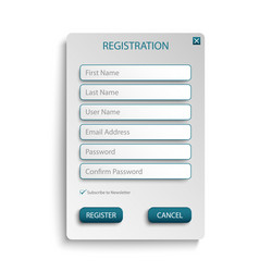 Register web screen in simple blue design template