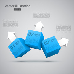 Three blue boxes with arrows 3d Royalty Free Vector Image