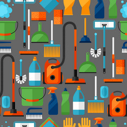 Housekeeping seamless pattern with cleaning items Vector Image