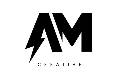 Am letter logo design with lighting thunder bolt Vector Image