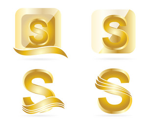 Gold alphabet letter sp s p logo combination icon Vector Image