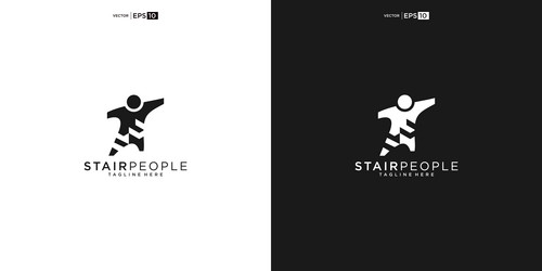 Stair steps logo design Royalty Free Vector Image