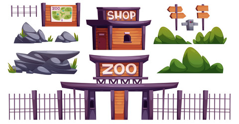 Zoo gate isolated object in cartoon style Vector Image
