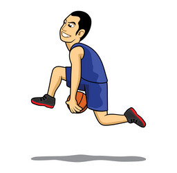 Basketball player cartoon character dribbling desi