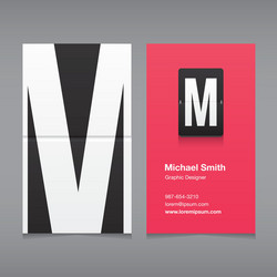 Business card template letter m Royalty Free Vector Image