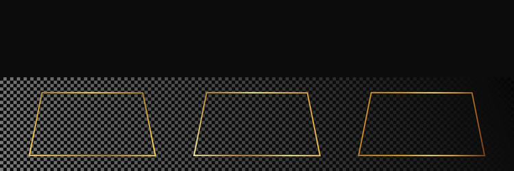 Gold glowing trapezoid shape frame Royalty Free Vector Image