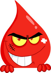 Blood guy smiling around a blank sign Royalty Free Vector