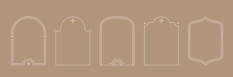 Line arch frame set minimal style arch oval Vector Image